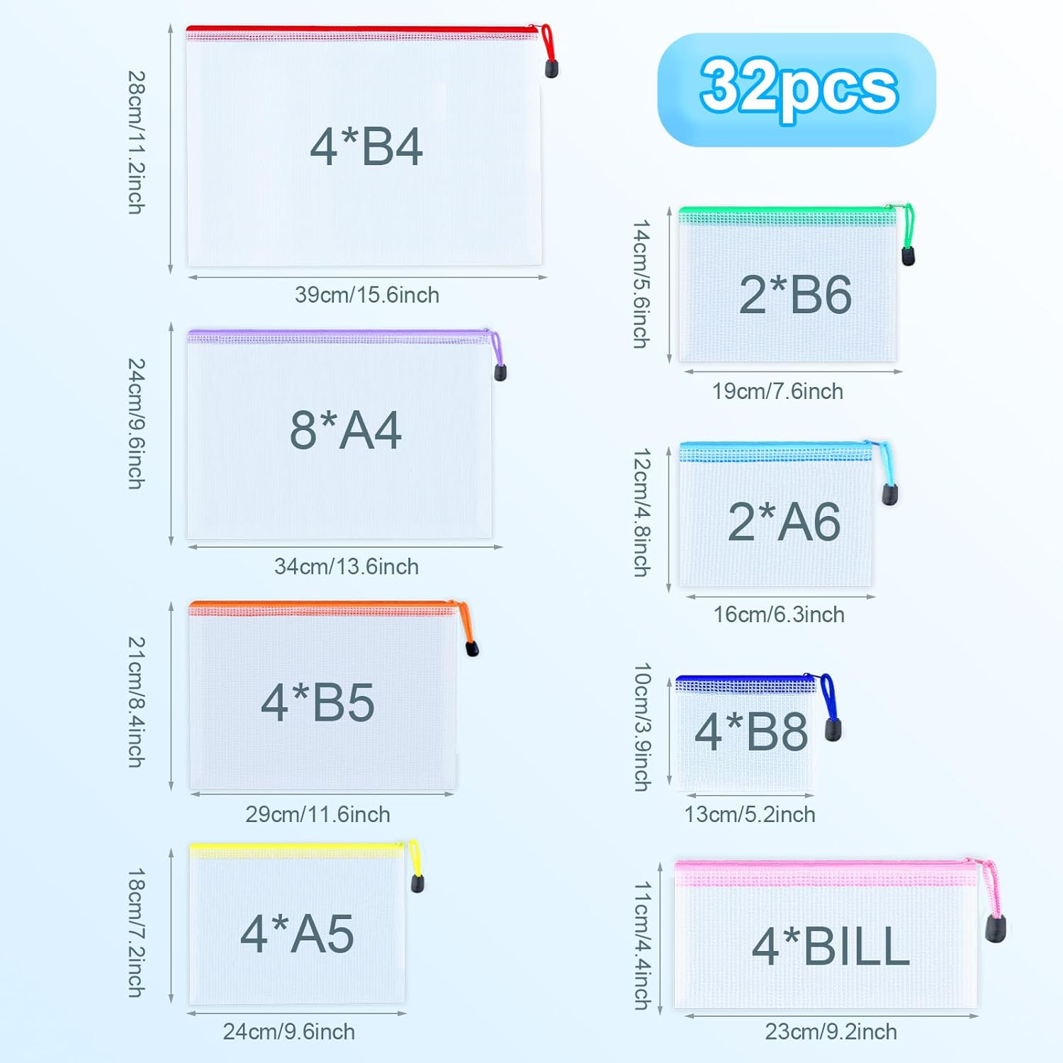 32pcs Mesh Zipper Pouch Bags, 8 Sizes Zipper Pouch, Mesh Bags With ...